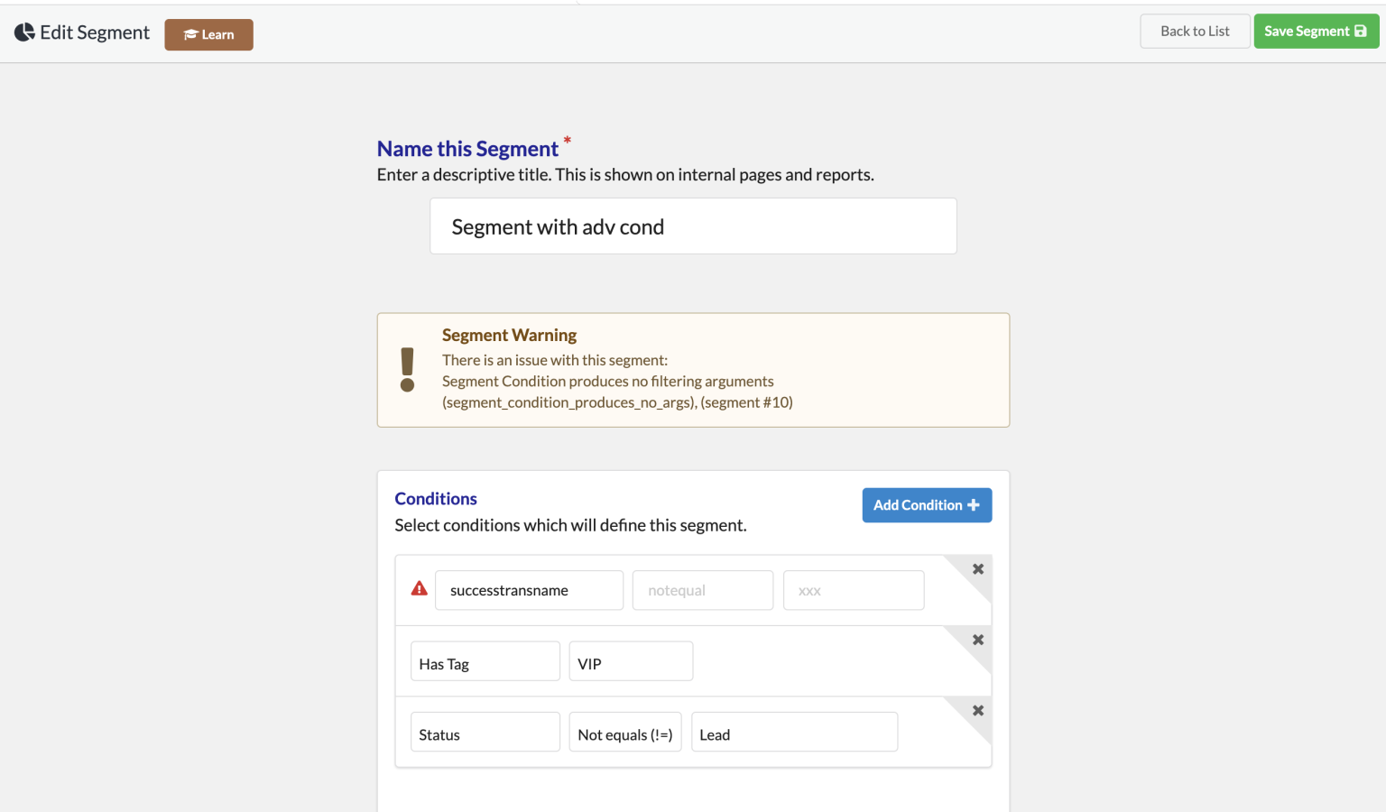 Segment Issues and Errors | Jetpack CRM