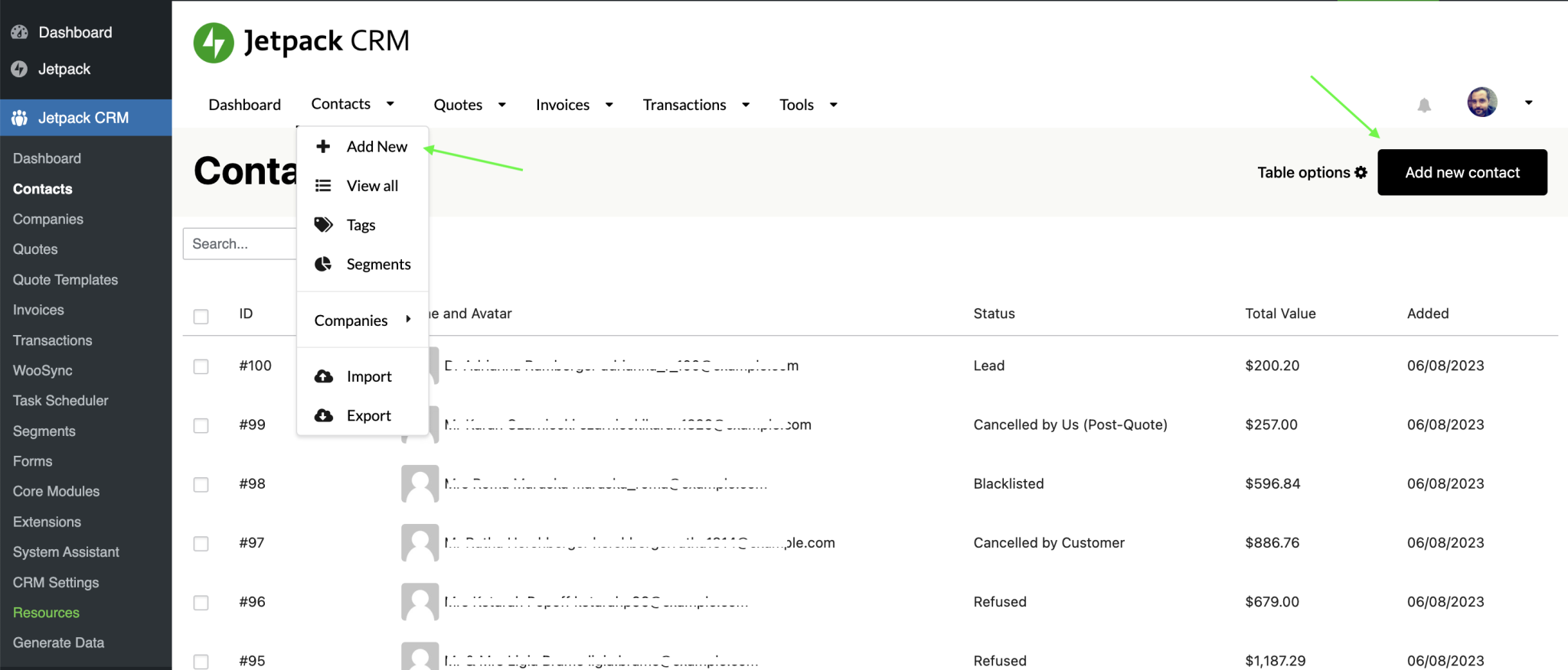 Adding your first customer or contact | Jetpack CRM