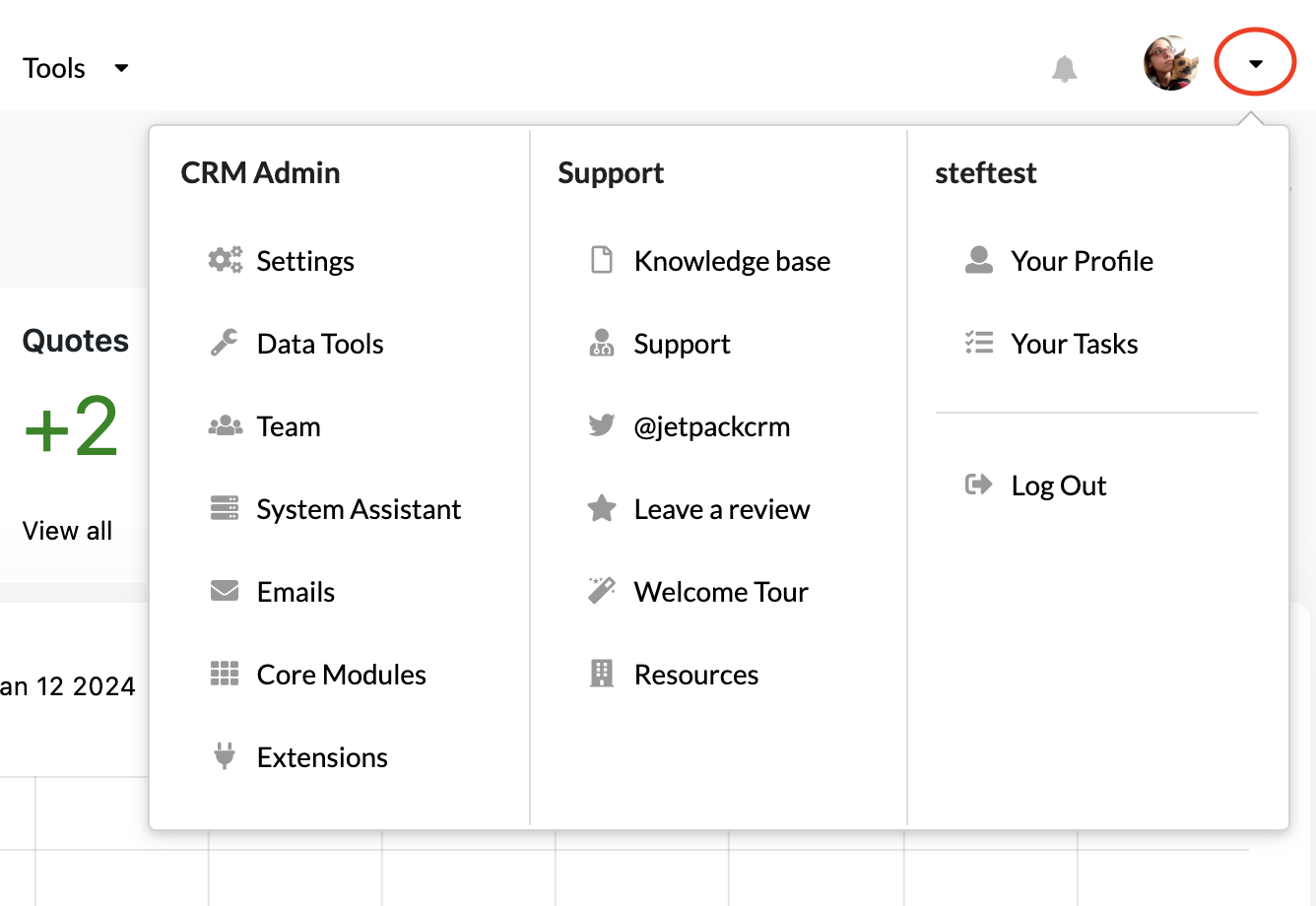 Jetpack CRM Dashboard | Jetpack CRM